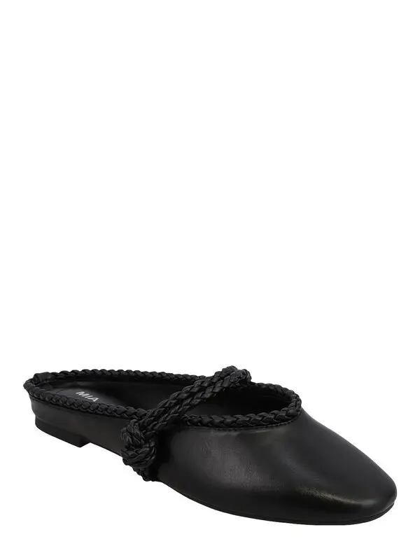 Mia Bellinni Faux Leather Flat Mule - Black