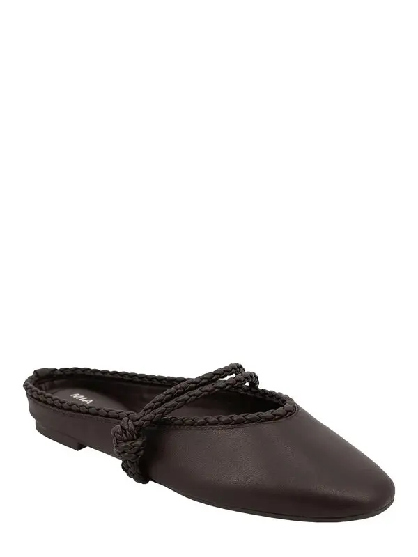 Mia Bellinni Faux Leather Flat Mule - Coffee