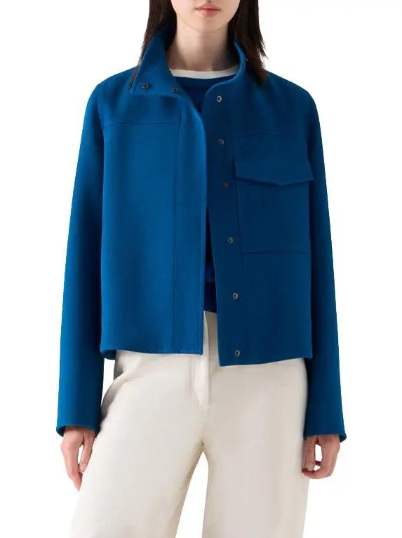 Akris Wool Tricotine Utility Jacket - Uranus