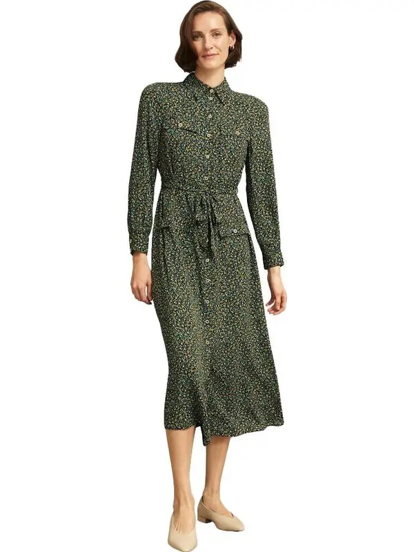 HOBBS LONDON Hemingford Long Sleeve Midi Shirt Dress - Multi