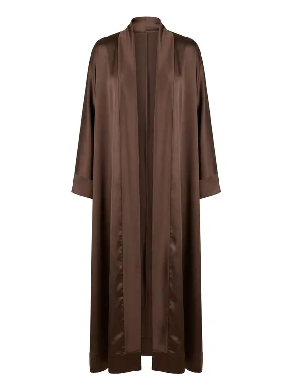 JANARA JONES Chocolate Satin Abaya Kaftan - Brown