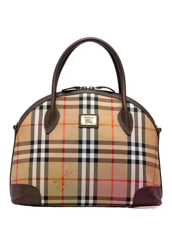 Burberry 20th Century Haymarket Check Canvas Dome Satchel - Neutrals