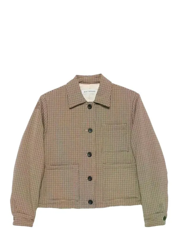 WHITE SAND Check-pattern Cropped Jacket - Brown