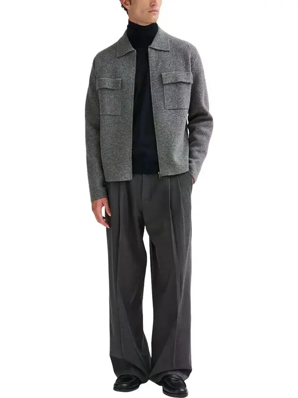 ROBERTO COLLINA Zip-up Chest-pocket Cardigan - Grey