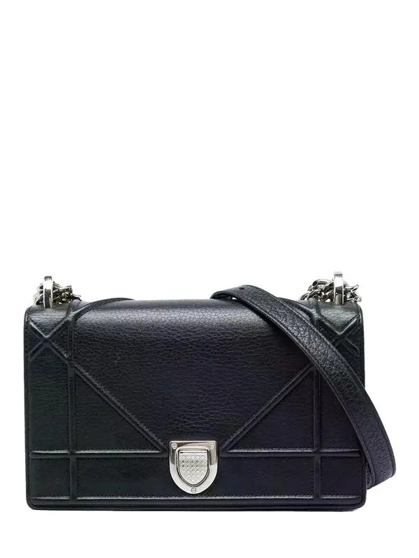 Dior 2017 Small Grained Calfskin Diorama Flap Crossbody Bag - Black