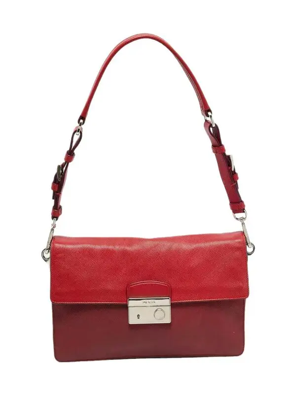 Prada Sound Saffiano Leather Shoulder Bag - Red