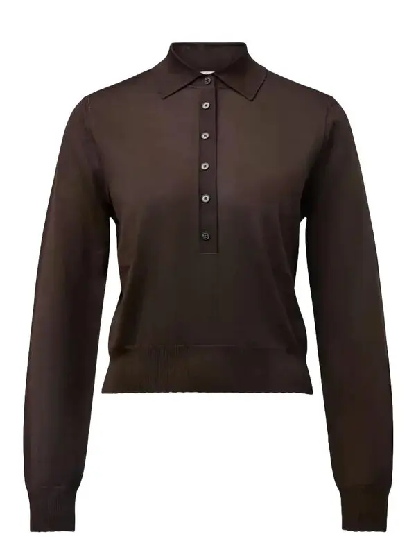 DRYKORN Mynerva Knitted Polo Shirt - Brown