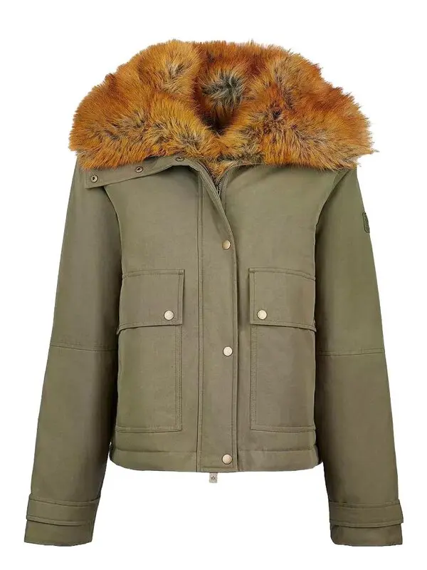 CANADIAN Makwa Faux-fur Collar Pocket-detail Coat - Green