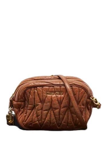 Miu Miu Matelassé Leather Crossbody Bag - Brown