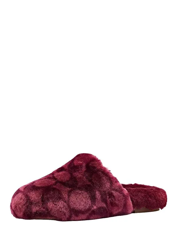 COACH Signature Shearling Slippers Slippers - Dark Cherry