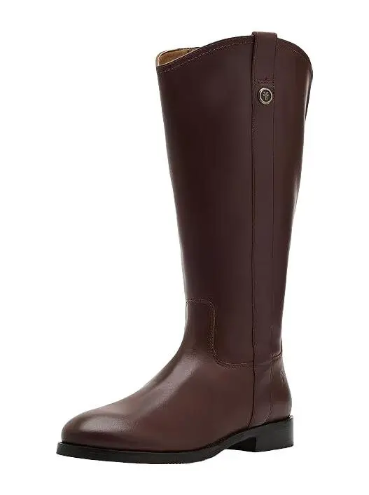 THE FRYE COMPANY Melissa Button Tall Inside Zip Wide Boots - Saddle