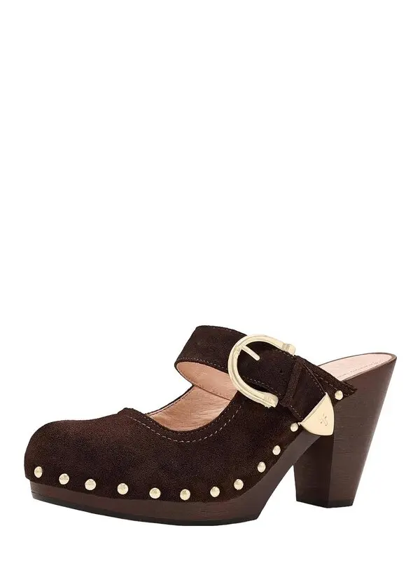 THE FRYE COMPANY Cindy Buckle Clogs Clog/mule Shoes - Chocolate