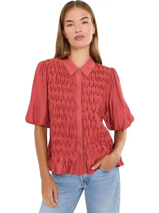 Vince Camuto Button Front Bubble Sleeve Top Clothing - Fireside