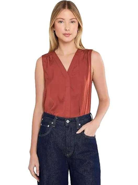 Vince Camuto Rounded Placket Shell Clothing - Rust