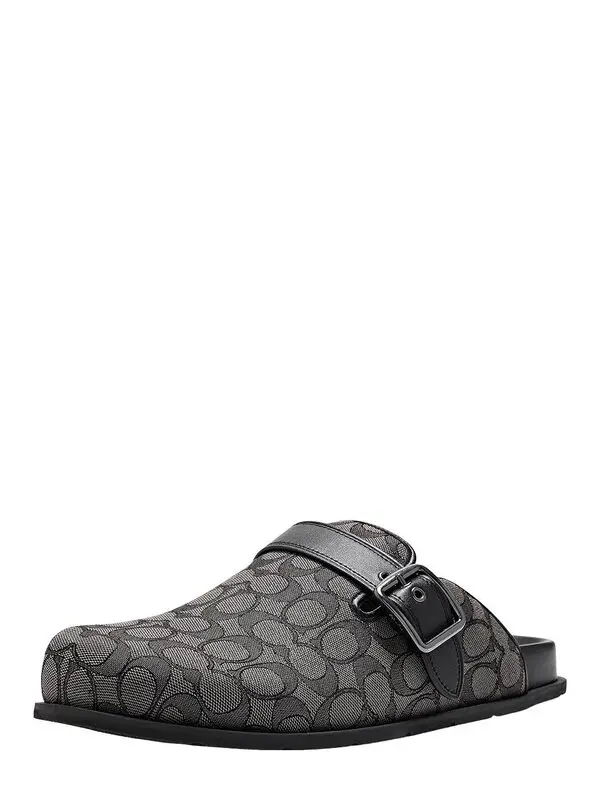 COACH Buckle Clog In Signature Jacquard Shoes - Graphite/black