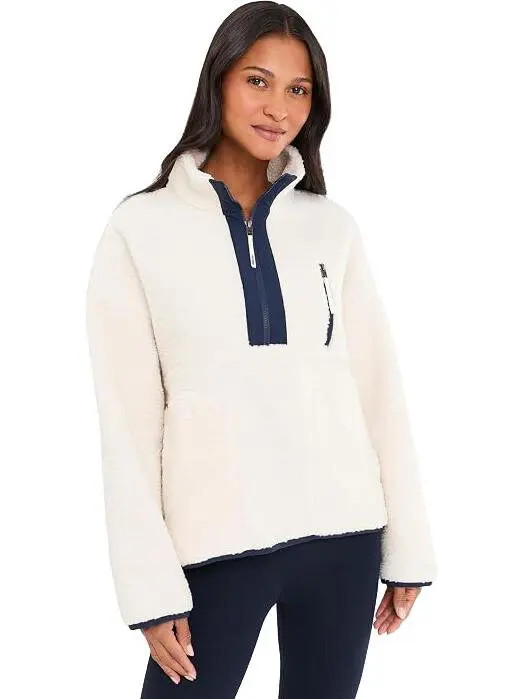 Splits59 Reese Sherpa 1/2 Zip Pullover Clothing - Creme/indigo