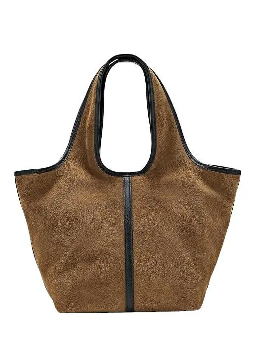 Madewell Suede Ellis Mini Shopper Tote Handbags Cotton/leather/suede - Forage
