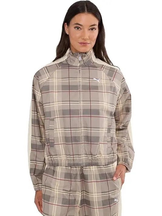 PUMA T7 Relaxed Tartan Woven Jacket Jacket Black - Mouse Gray