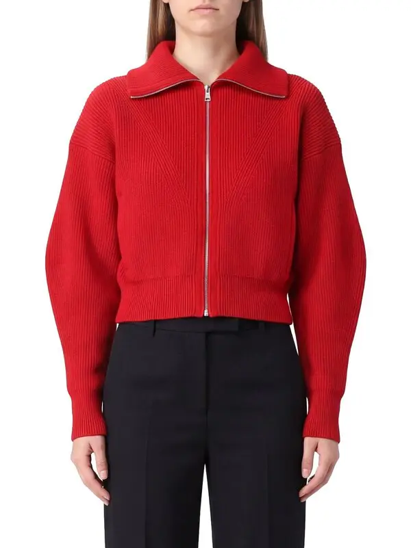 Givenchy Wool And Cashmere Sailor Collar Zip-up Cardigan - Red