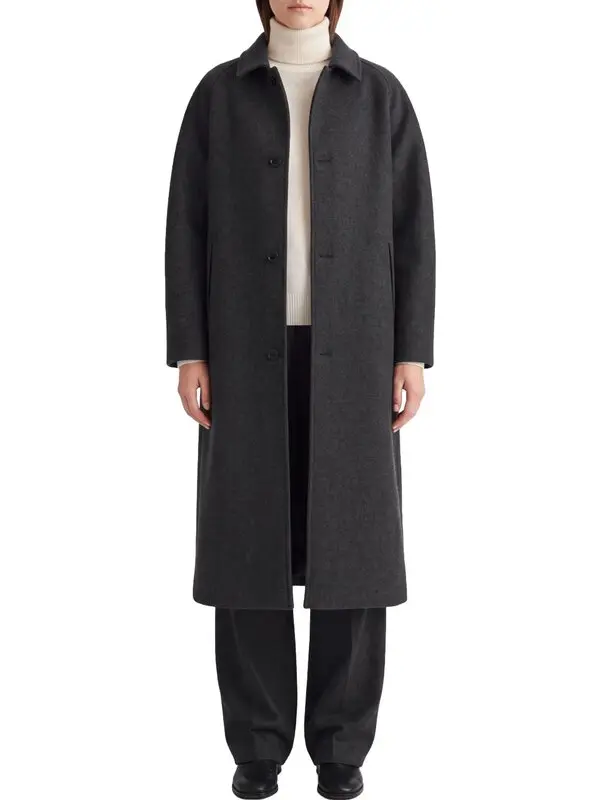 JIL SANDER Single-breasted Long Coat In Virgin Wool With Classic Collar - Grey