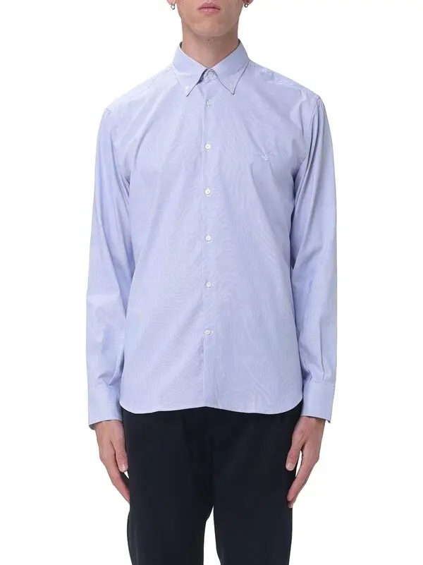 BROOKSFIELD Striped Cotton Shirt With Logo And Button-down Collar - Blue
