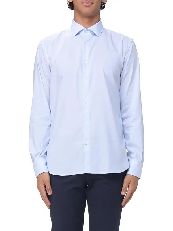 BROOKSFIELD Structured Striped Cotton Shirt With French Collar - Gnawed Blue