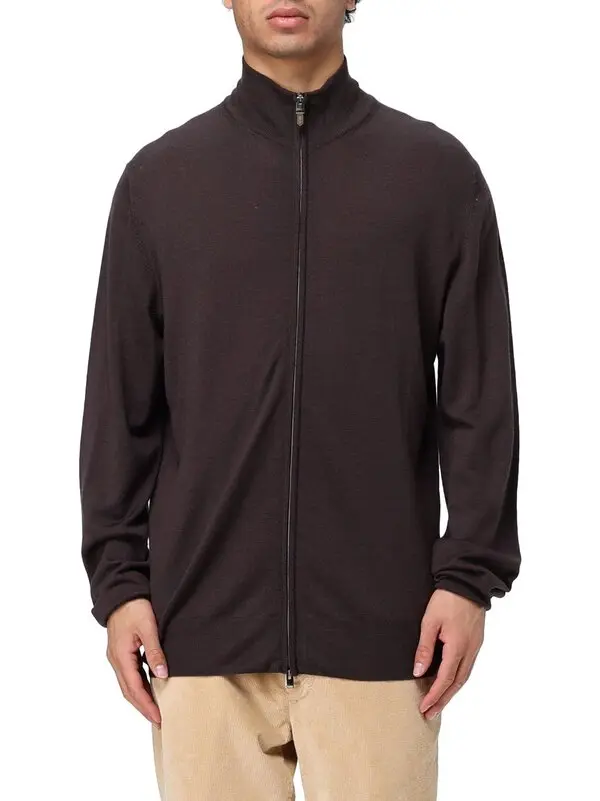 Canali Wool Cardigan Jumper With Turtleneck And Zip Closure - Grey