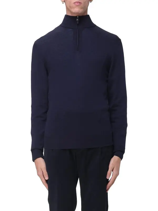 Canali Merino Wool Turtleneck Jumper With Half-zip Closure - Olive