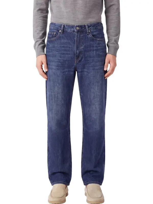 Paul Smith Mid-rise 5-pocket Straight Jeans In Pure Cotton Denim - Blue