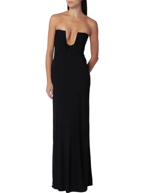 Christopher Esber Strapless Straight-neckline Long Jersey Gown - Black