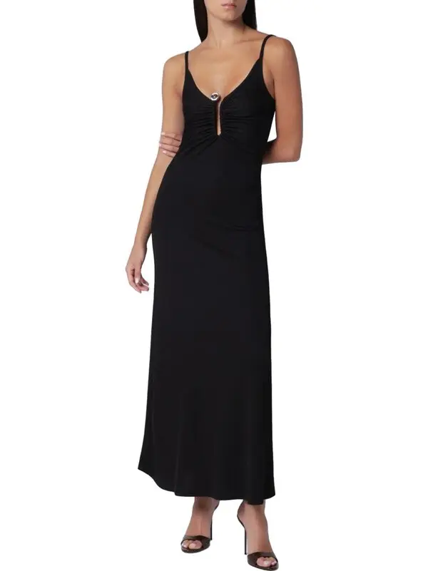 Christopher Esber Deep V-neck Long Sheath Dress In Jersey - Black