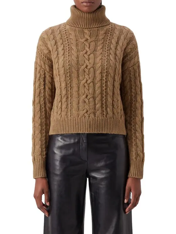 Ralph Lauren Cotton Turtleneck Jumper With Dropped Shoulders - Camel