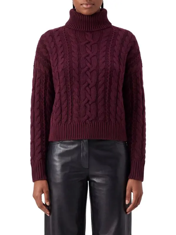 Ralph Lauren Cotton Turtleneck Jumper With Long Dropped-shoulder Sleeves - Cherry