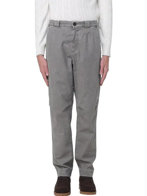 Brunello Cucinelli Slim Fit Cotton Cargo Trousers With Side Pockets - Grey