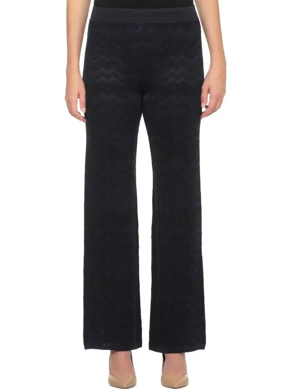Missoni Straight-leg Knitted Trousers In Wool Blend With Zig-zag Pattern - Blue