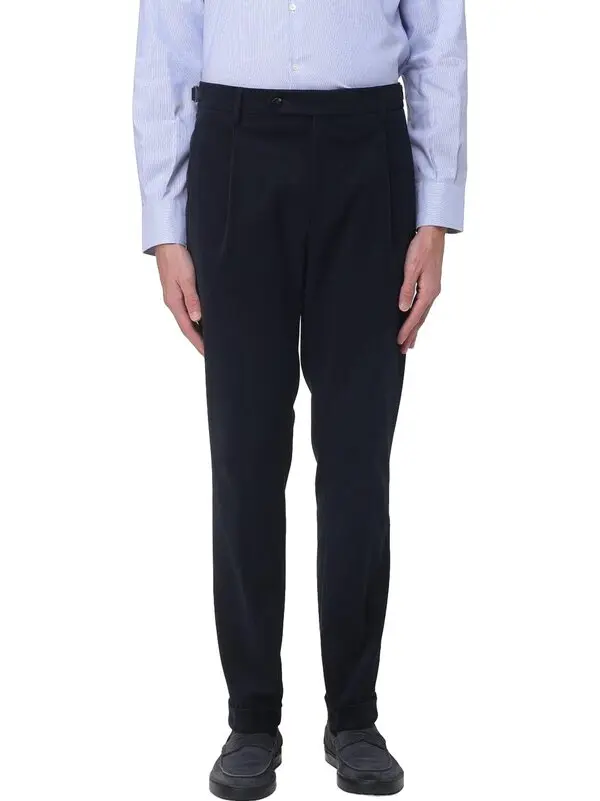 BERWICH Slim Fit Pleated Gabardine Chinos - Blue