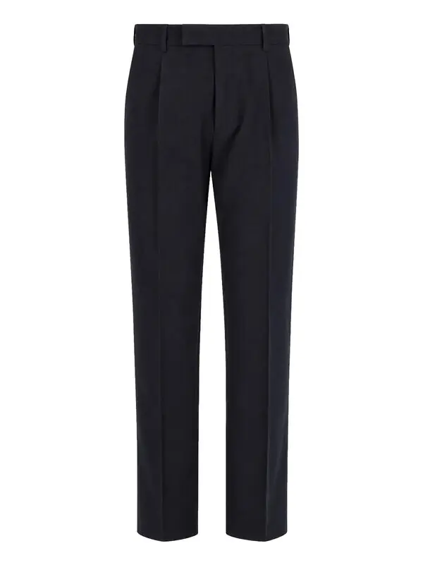 Zegna Pantalone In Cotone E Cashmere - Black