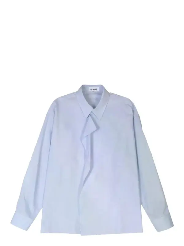 HED MAYNER Ruffled-trim Long-sleeve Shirt - Blue