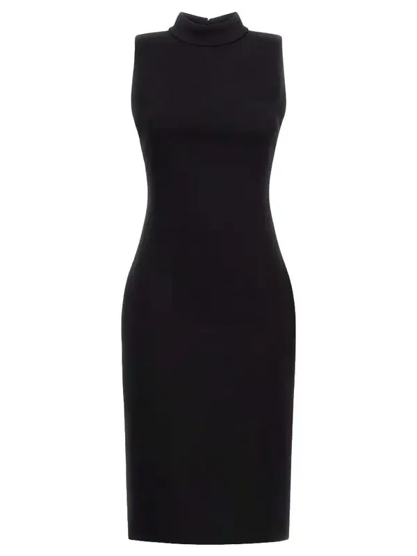 Roberto Cavalli High-neck Sleeveless Fitted Midi Dress - Black