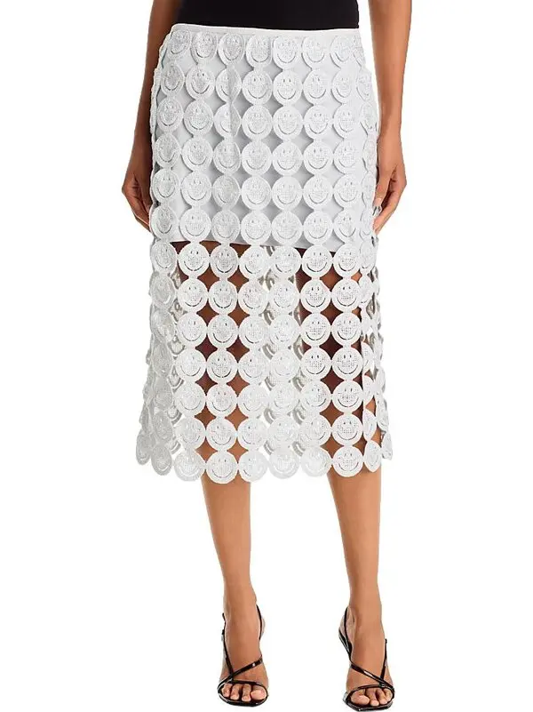 Aqua Smiley Crocheted Midi Skirt Exclusive - Metallic