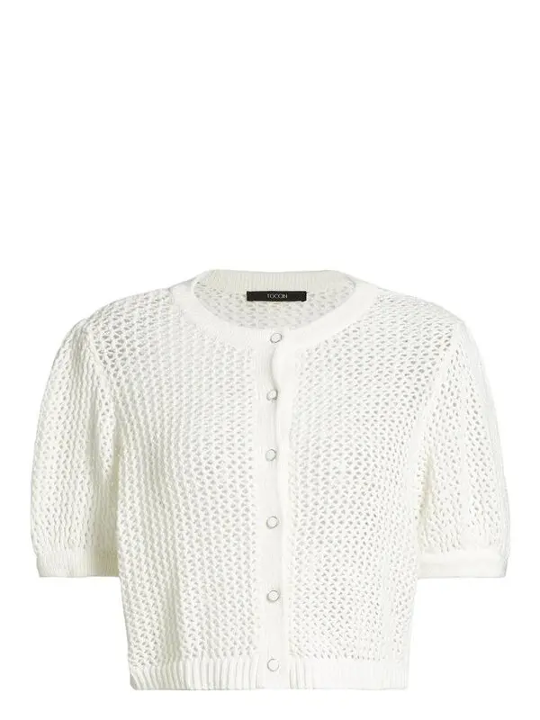 TOCCIN Samantha Crocheted Cotton Cardigan - Optic