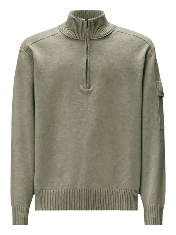 C.P. COMPANY Series Extrafine Merino Wool Half Zip Sweater - Green