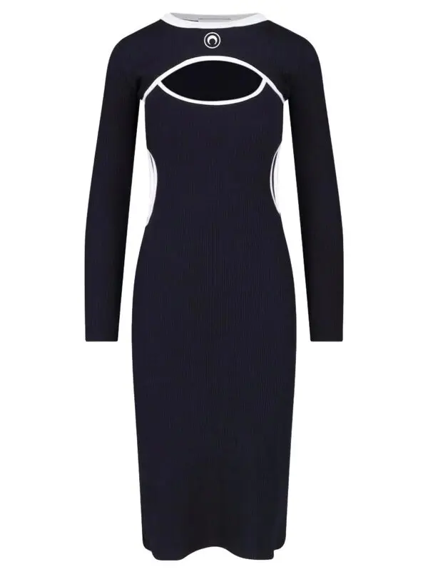 MARINE SERRE Moon Cutout Midi Dress - Black