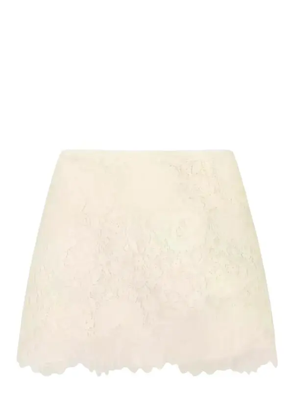 LoveShackFancy Solennea Lace-embroidered Short Skirt - Neutrals