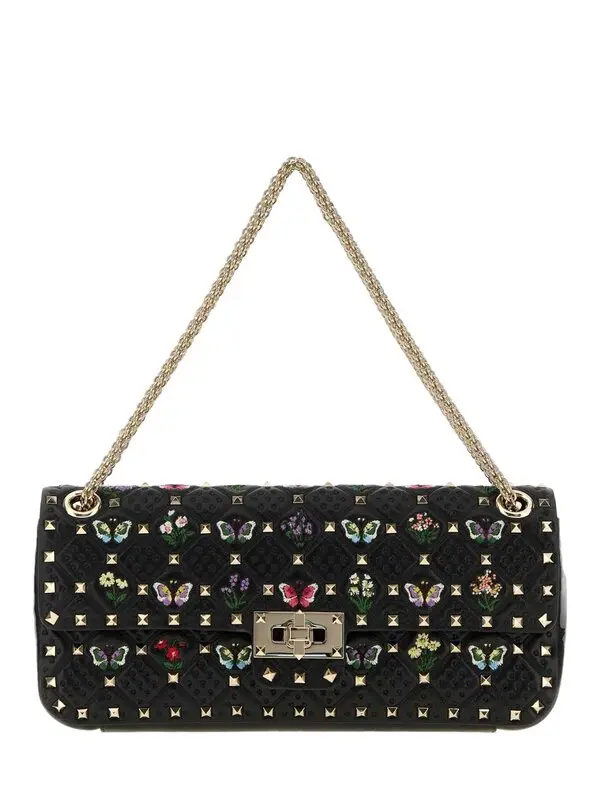 Valentino Garavani Rockstud Mini Leather Shoulder Bag With Adjustable Crossbody Strap - Black