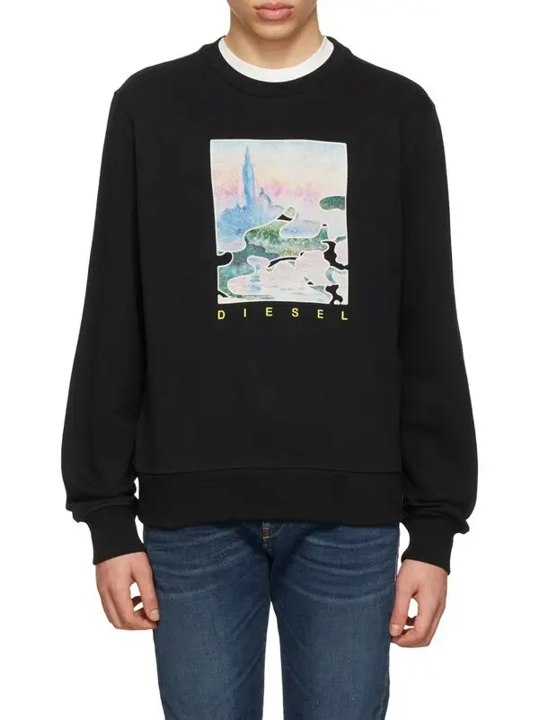 DIESEL® Landscape Print Sweatshirt - Black