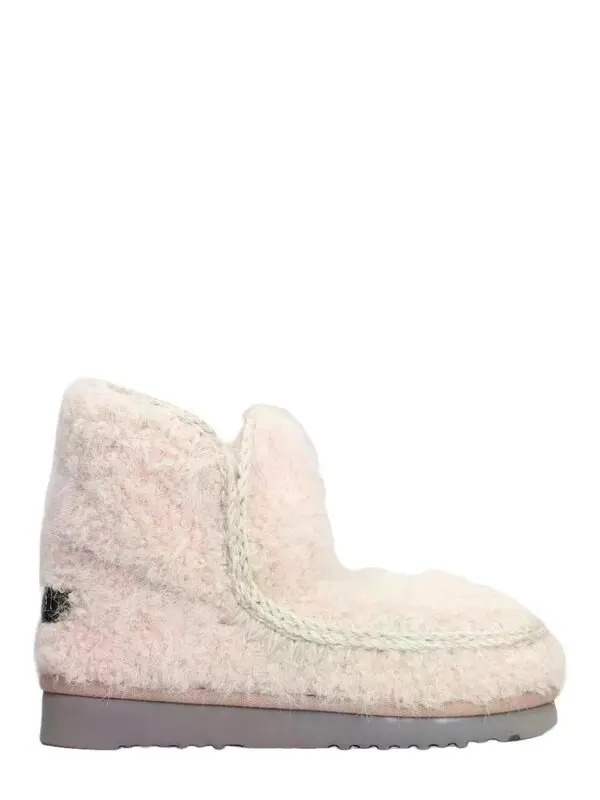 Mou Crochet-trim Sheepskin Boots - Pink