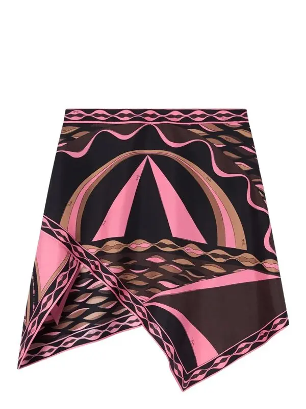 Emilio Pucci Printed Silk Skirt By - Brown
