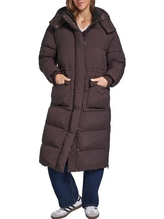 LEVI'S Box Quilted Cinch Waist Puffer Coat - Java