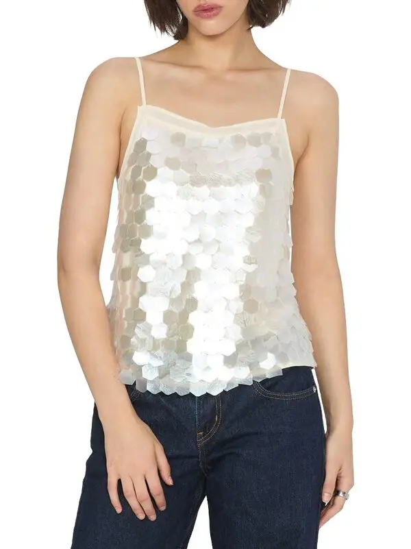 CIEBON Abra Sequin Camisole - Pearl